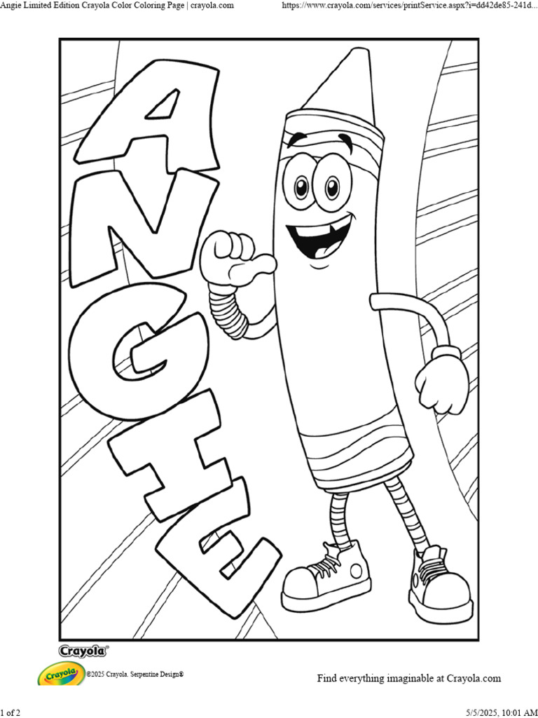 Angie Limited Edition Crayola Color Coloring Page | PDF