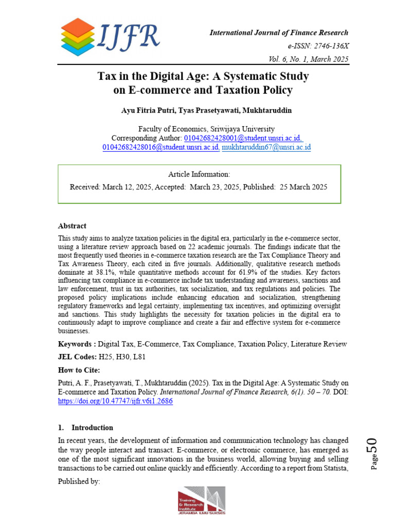 2686-Article Text-14317-1-10-20250324 | PDF | Taxes | E Commerce