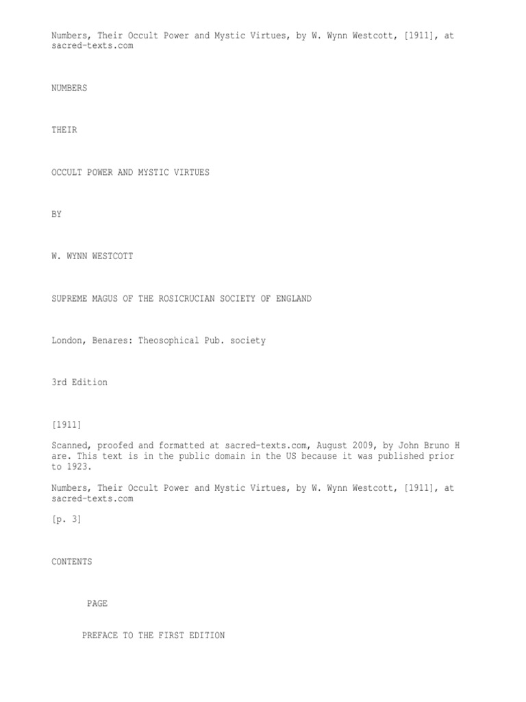 Numbers, Their Occult Power and Mystic Virtues (Numerology) | PDF ...