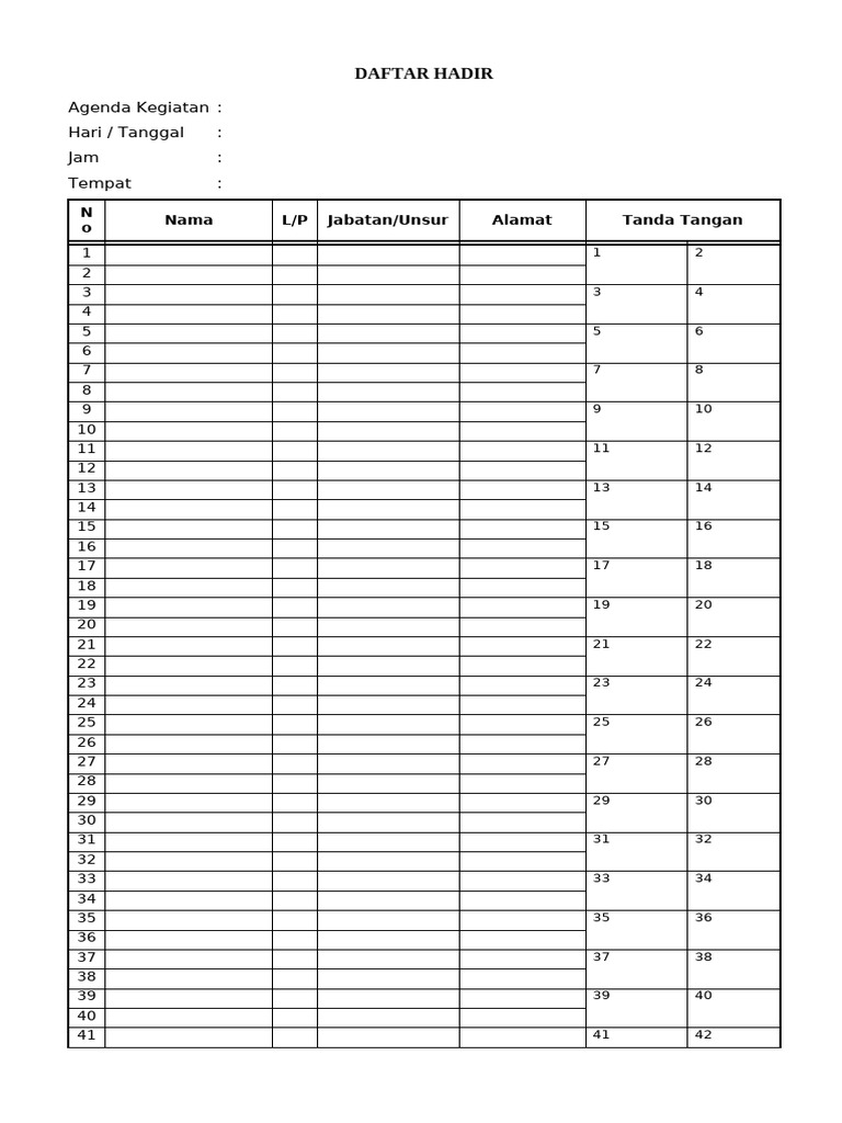 Daftar Hadir Rapat | PDF