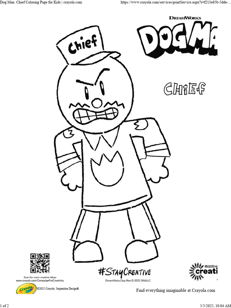 Dog Man Chief Coloring Page | PDF