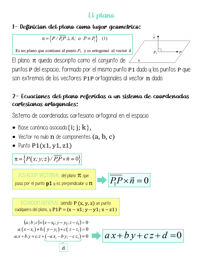 Ecuaciones del Plano en R3 | PDF | Vector Euclidiano | Ecuaciones