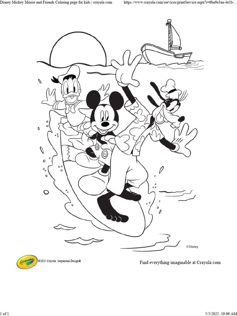 Disney Mickey Mouse and Friends Coloring Page For Kids | PDF