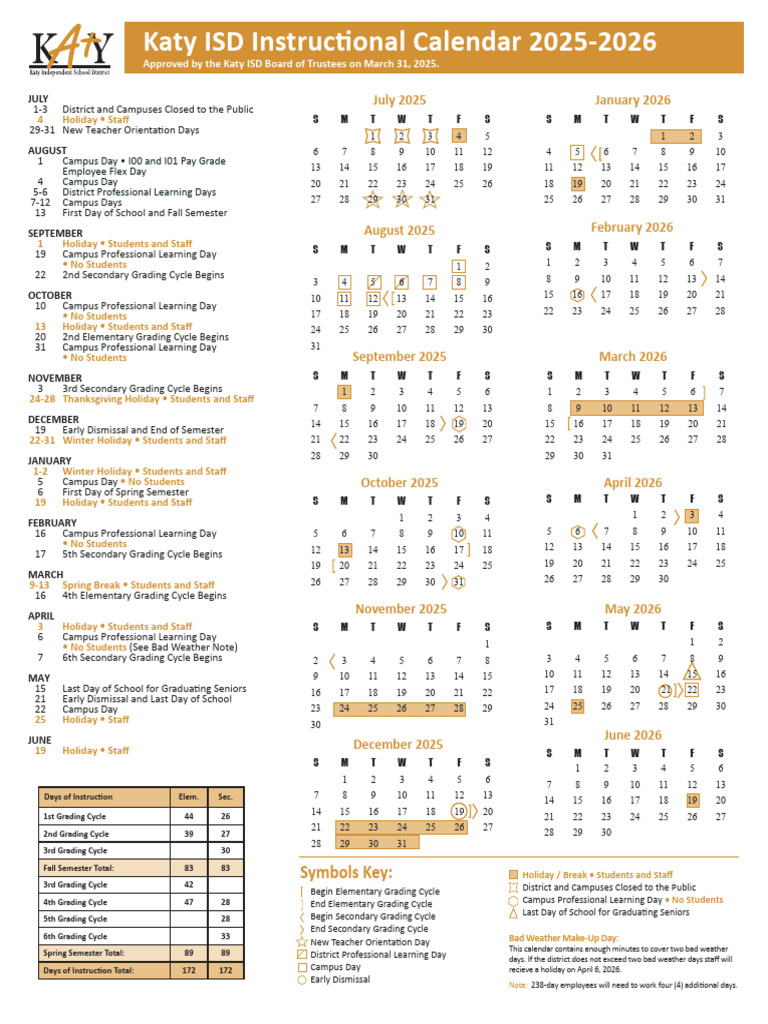 Instructional Calendar 2025-26 | PDF | Academic Term | Educational ...