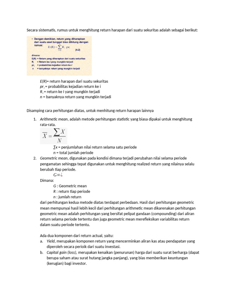 Perhitungan Return Dan Resiko | PDF