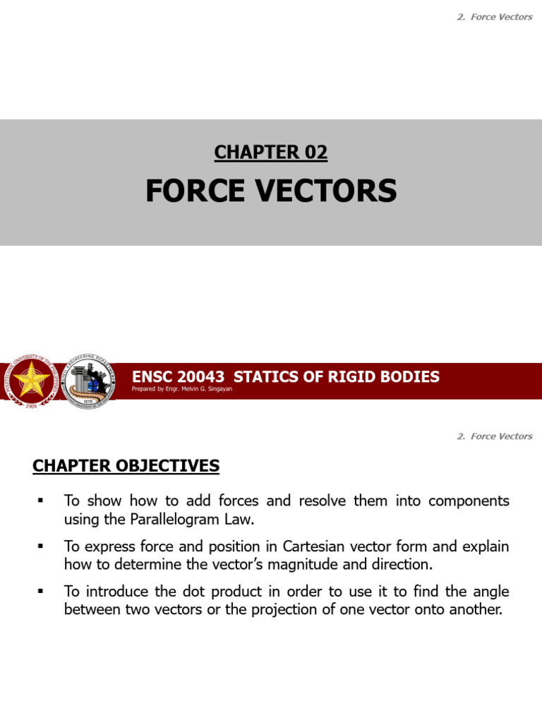 ENSC 20043 Statics Lec2 - Ch2 Force Vectors - Part 1 | PDF | Euclidean Vector | Force