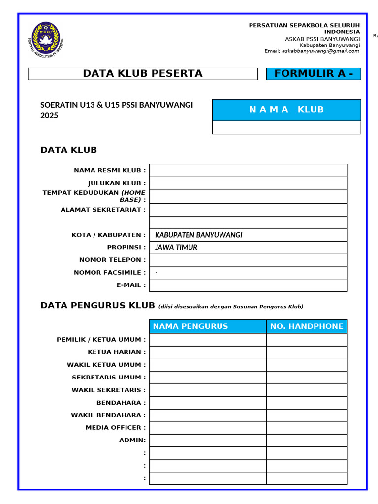 Form A2 Soeratin 2025 | PDF