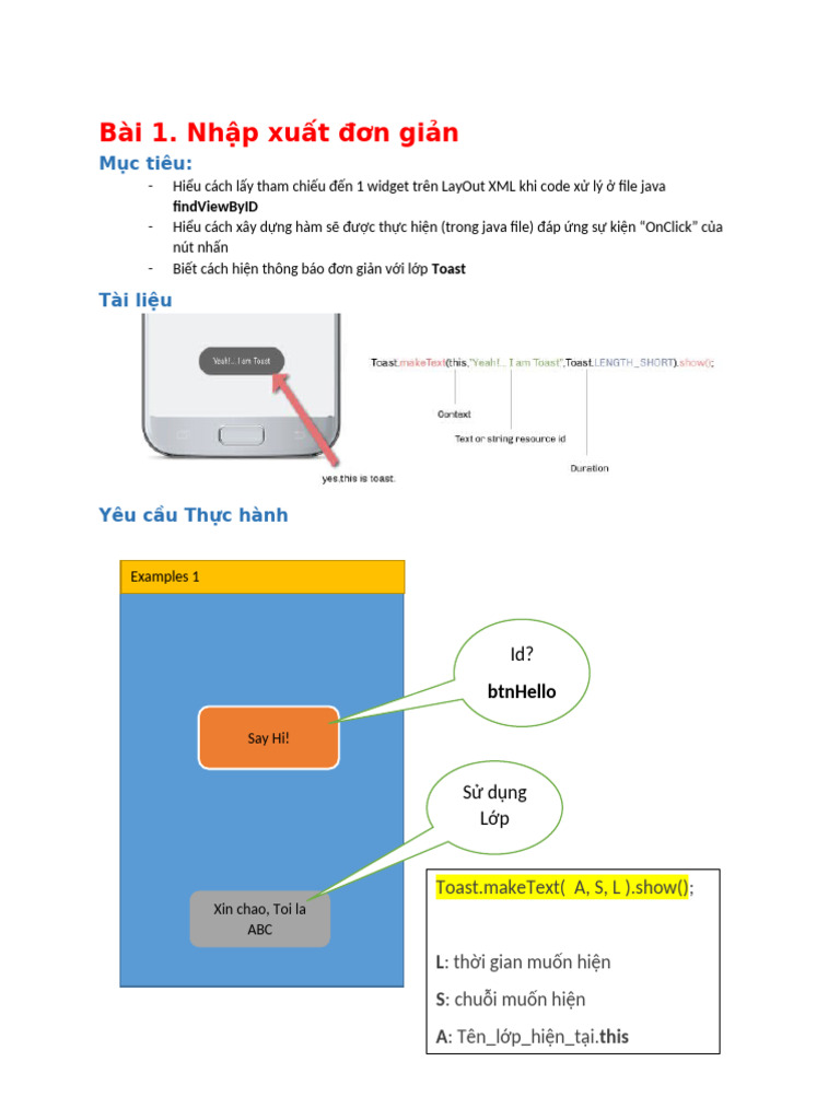 MinhHoa OnClick XML DonGian | PDF