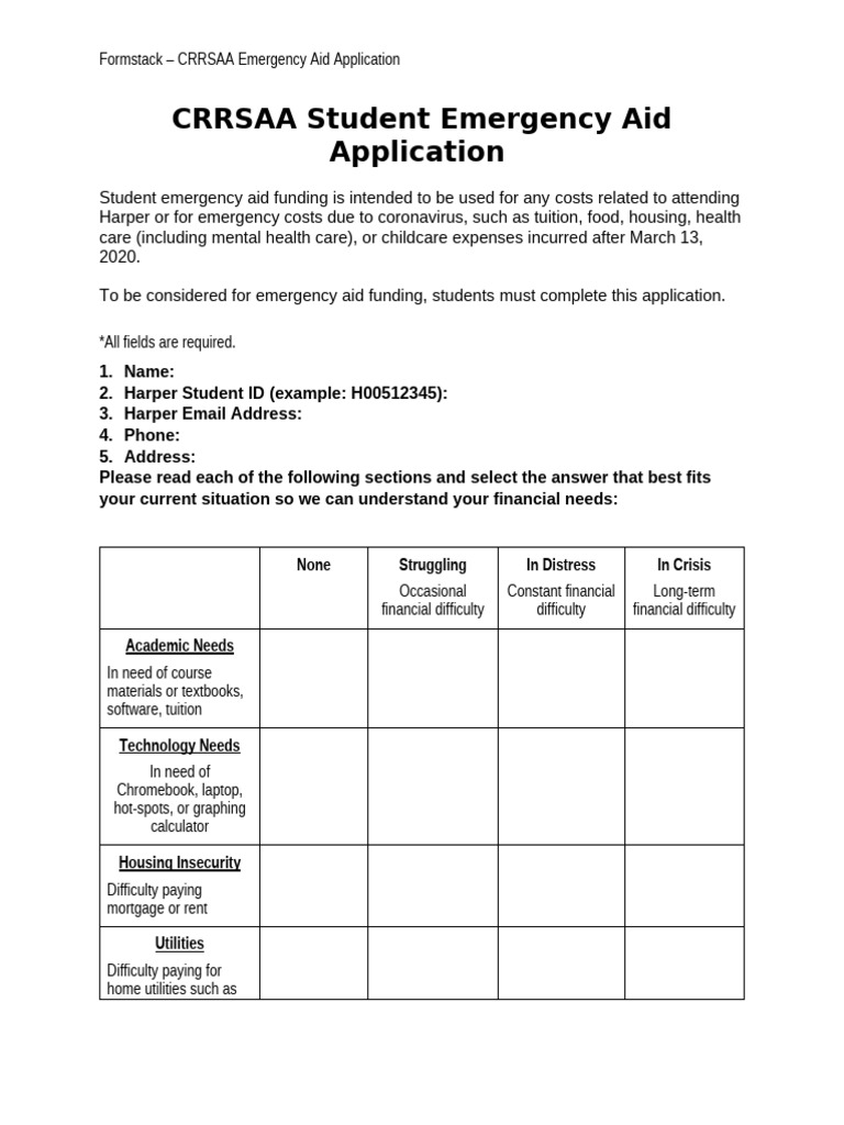 CRRSAA Emergency Application Final 3 | PDF | Child Care | Humanitarian Aid