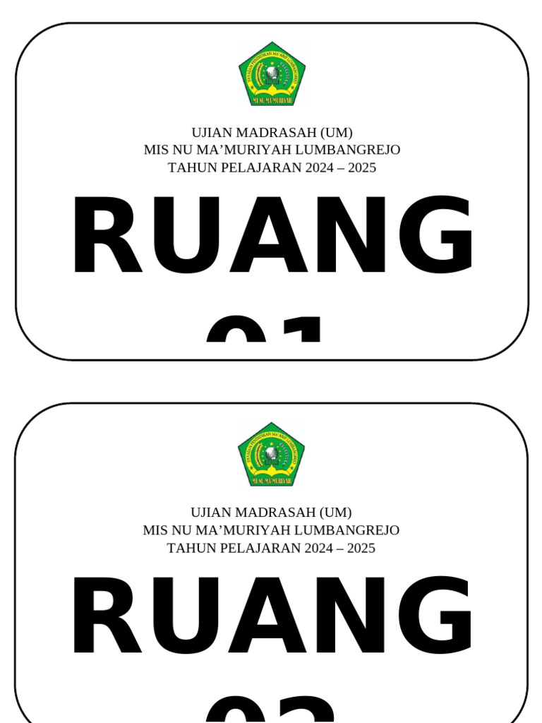 Tempelan Ruang Ujian | PDF