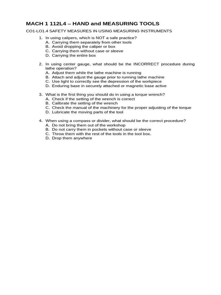 MACH 1 CO1-LO1.4 Safety Measures | PDF