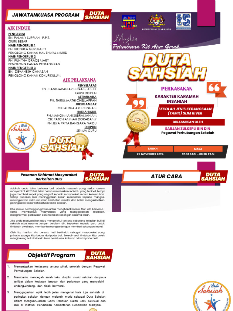Buku Progam Duta Sahsiah 2024 | PDF