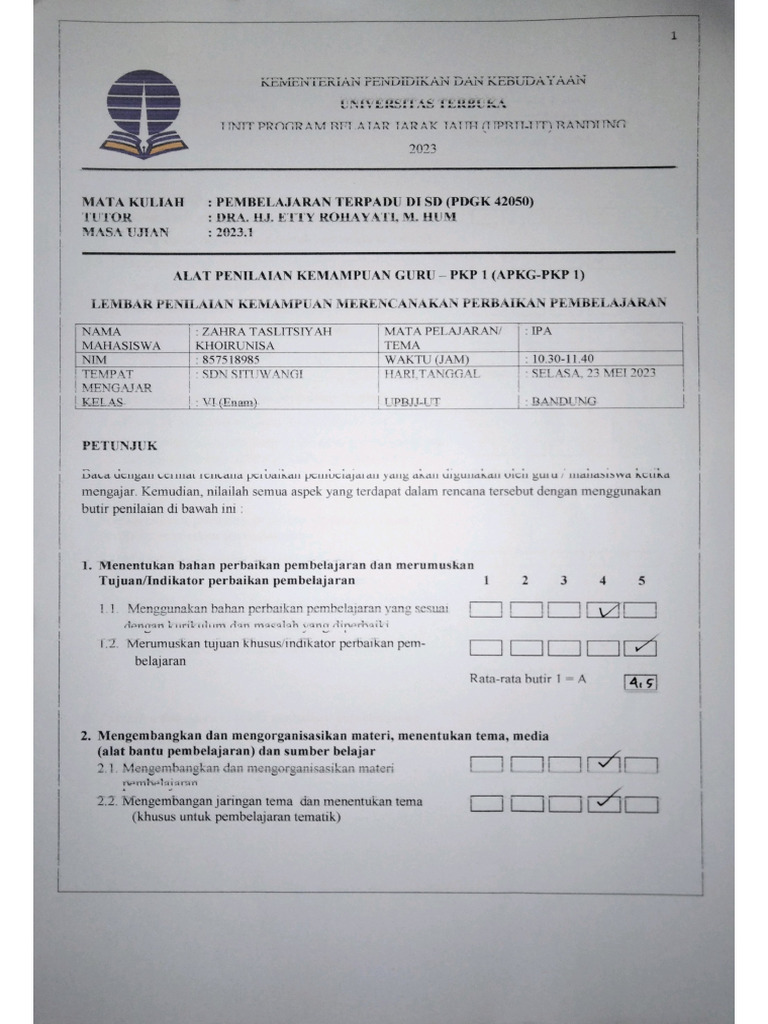 APKG 1-2 Kelas 6 | PDF