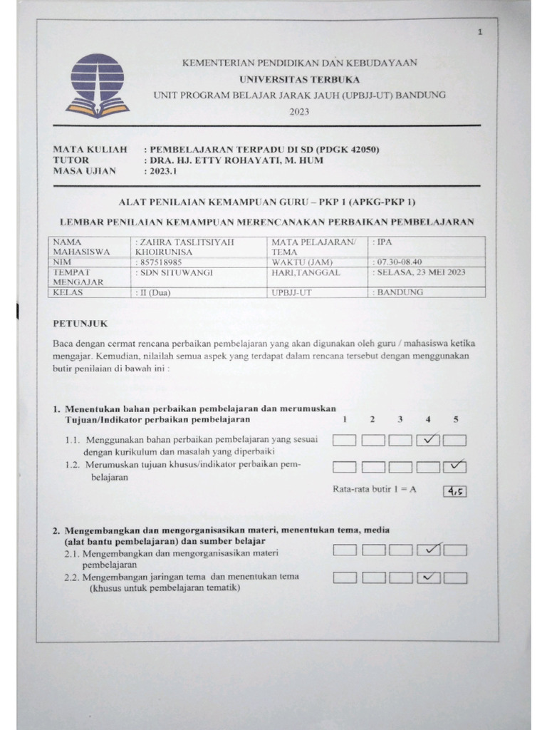 APKG 1-2 Kelas 2 | PDF