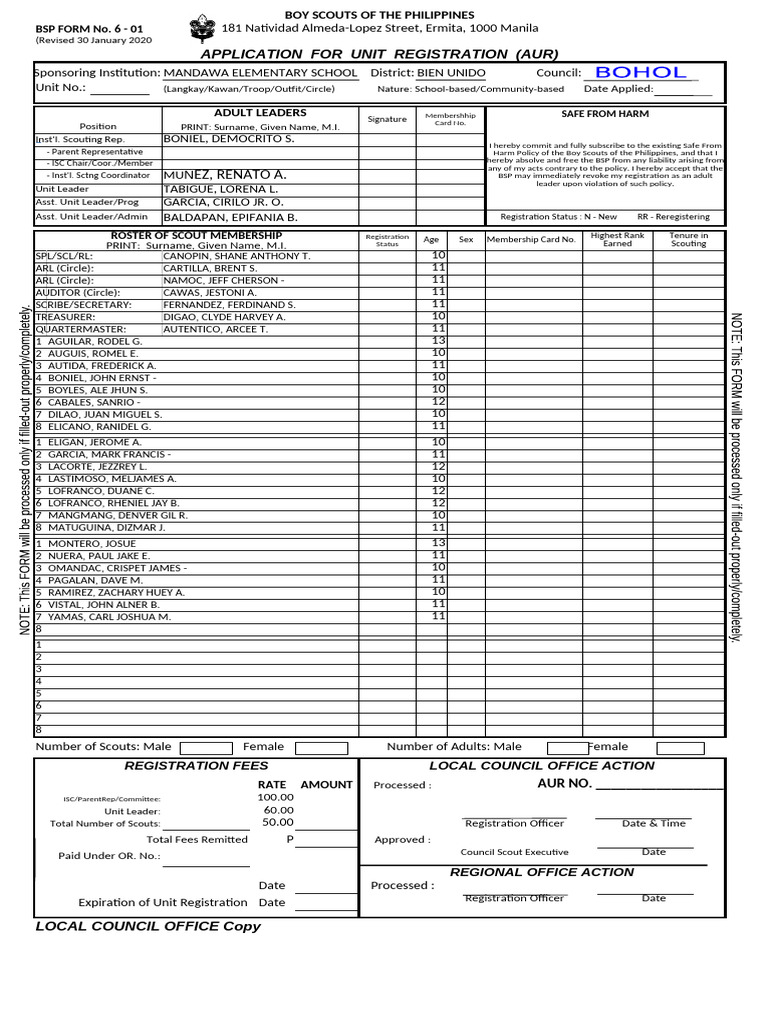 Registration AUR Form New | PDF | Outdoor Recreation | Outdoor Recreation Organizations