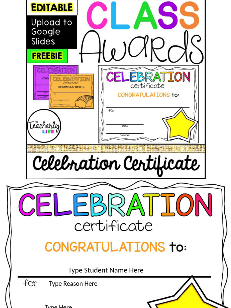 ClassAwardsCelebrateBlankEndoftheYearCertificatesEDITABLEFREEBIE 1 | PDF