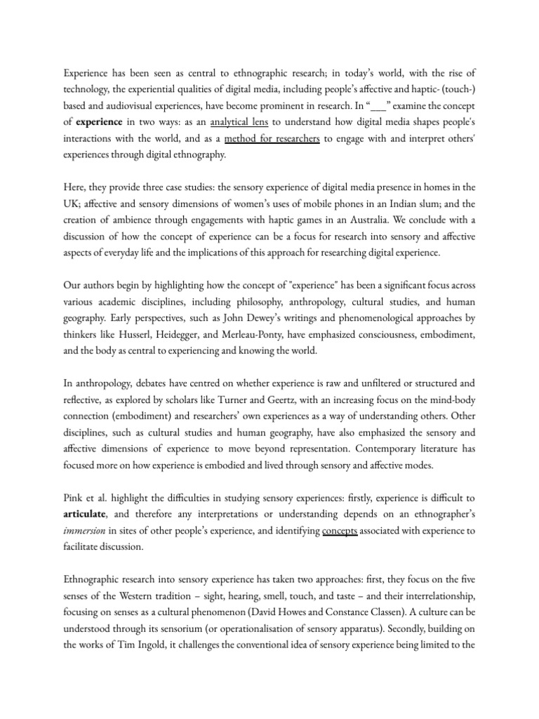 Digital Ethnography Pdf Experience Ethnography