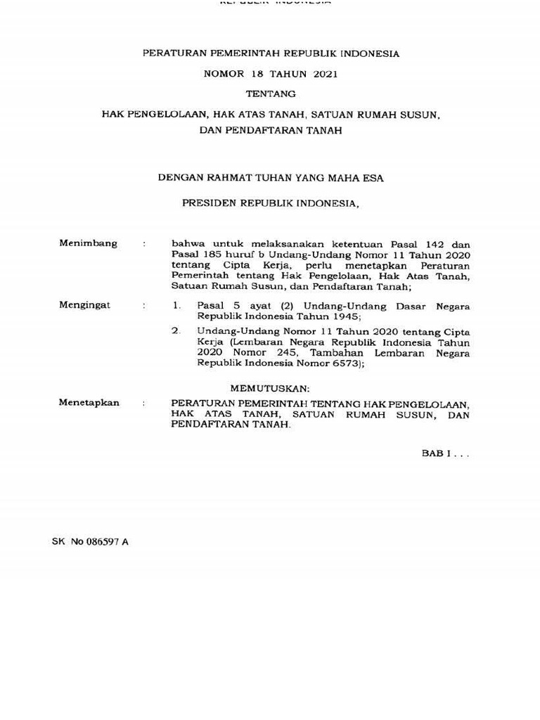 PP Nomor 18 Tahun 2021 | PDF