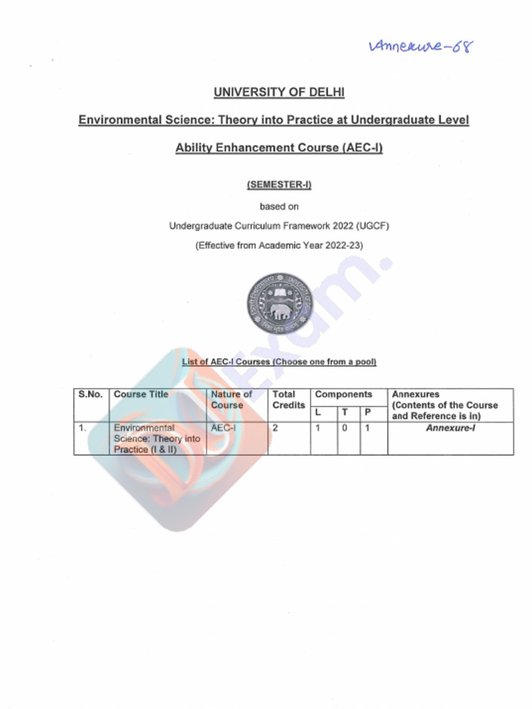 Evs Syllabus NEP | PDF