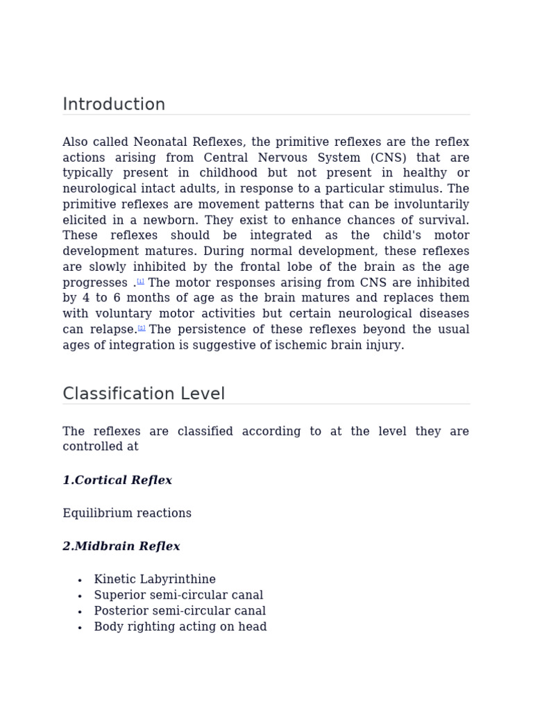 Understanding Primitive Reflexes in Infants | PDF | Nervous System ...