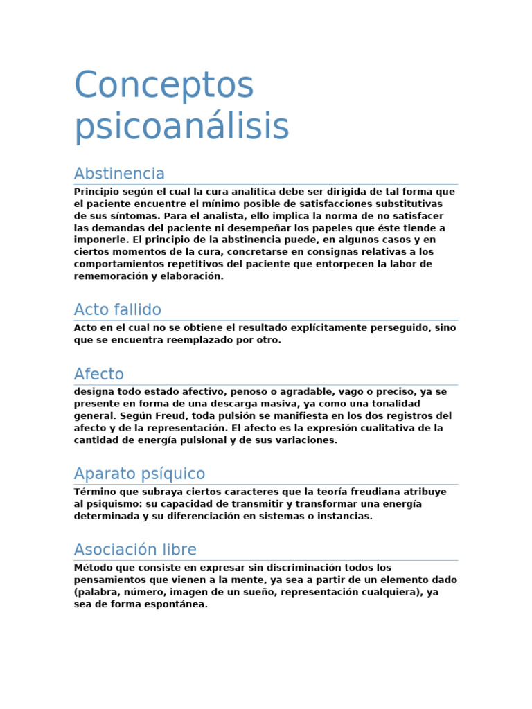Conceptos_psicoanálisis[1] | PDF | Mente inconsciente | Psicoanálisis