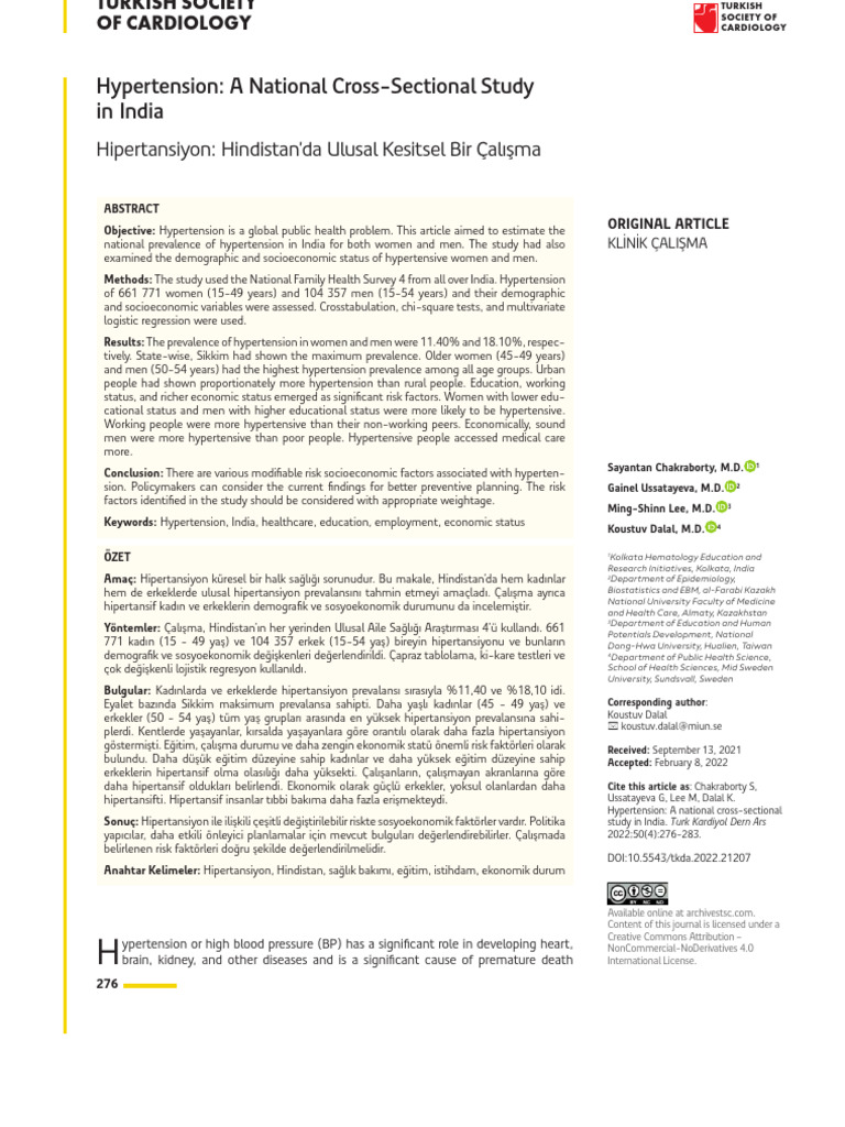 Hypertension National cross sectional study | PDF | Hypertension | Blood Pressure