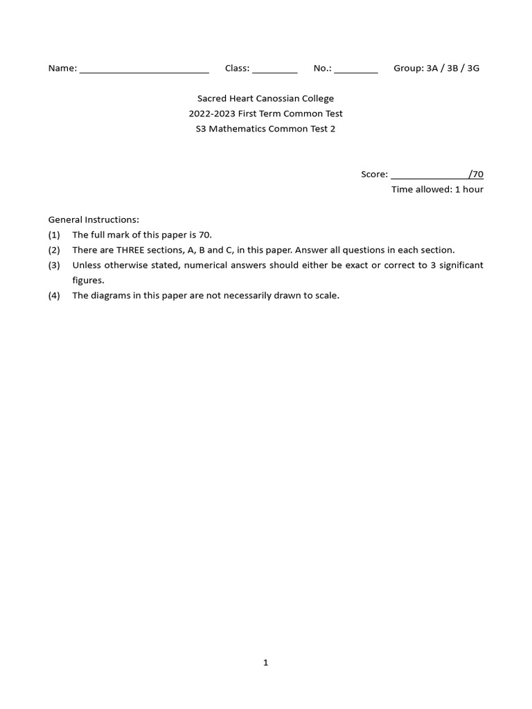 Math_22-23_S3_CT2_Question | PDF | Significant Figures | Area