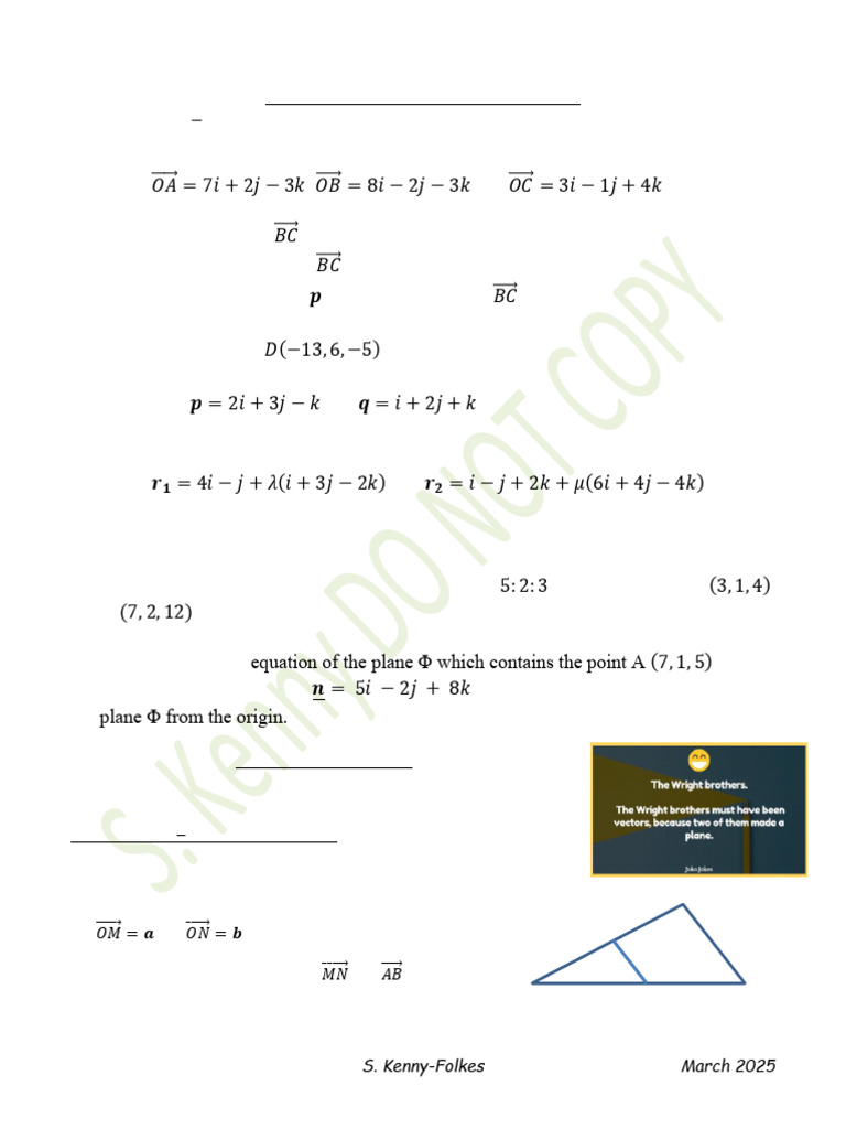 Term 2 Homework 5 2025 - 3D vectors (1) | PDF | Line (Geometry) | Euclidean Vector