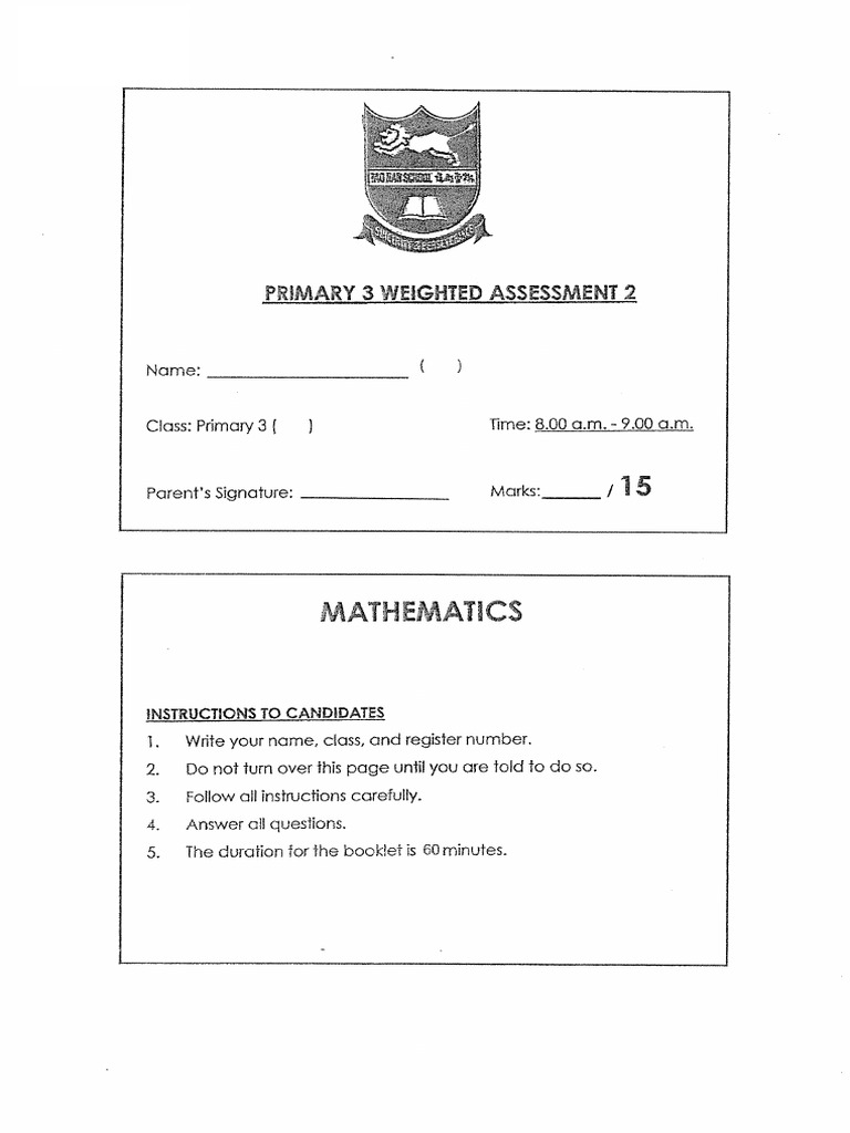 2024-P3-Maths-Weighted Assessment 2-Tao Nan | PDF