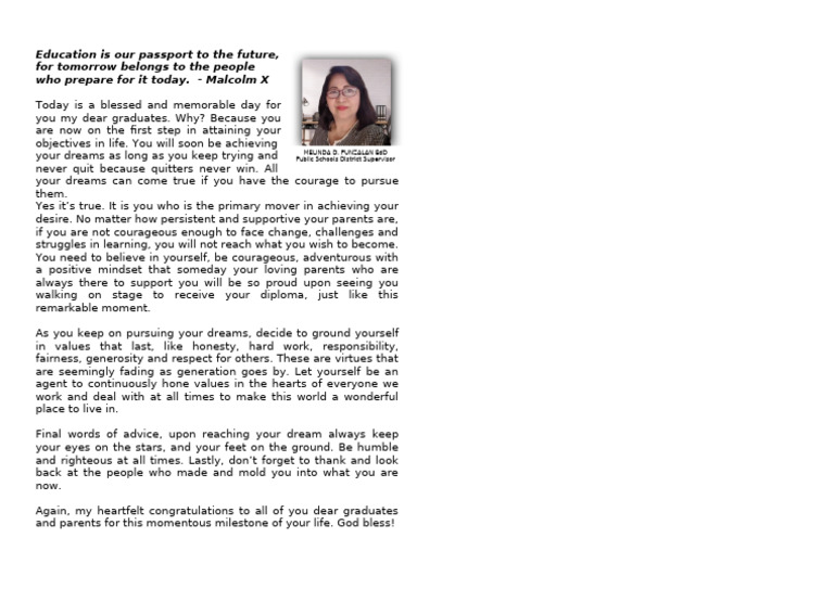 Graduation Message MDP Final | PDF