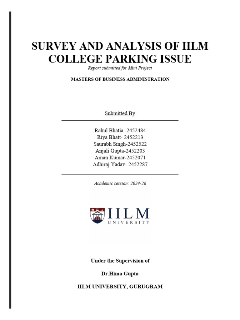 IILM University Parking Survey Analysis | PDF | Survey Methodology ...