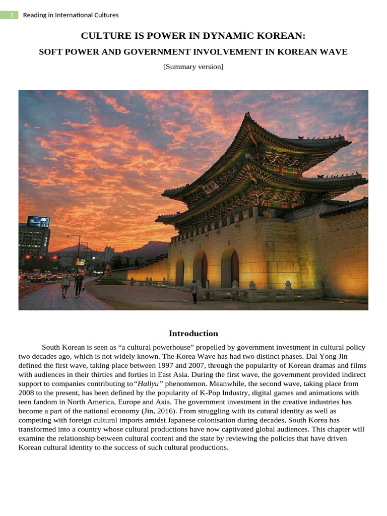 Culture Is Power in Dynamic Korean | PDF | Soft Power | South Korea