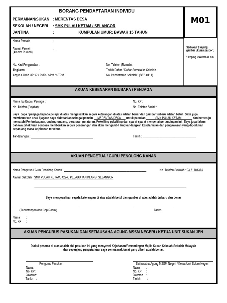 Borang MO1 MD MSSD | PDF