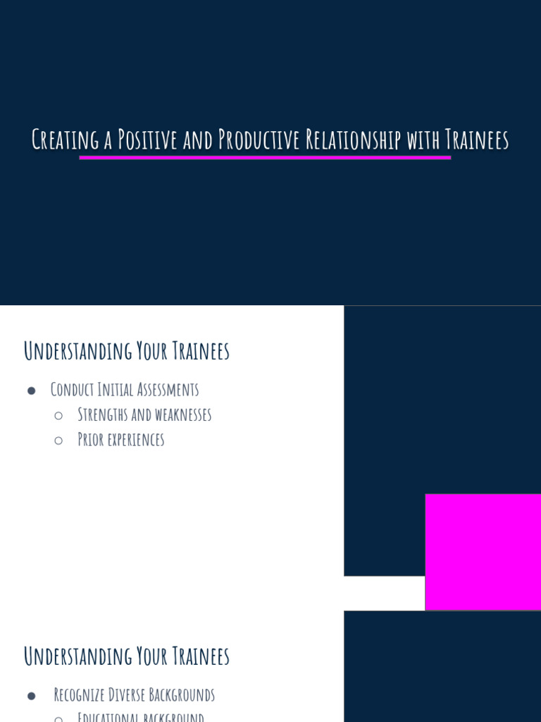 Creating A Positive and Productive Relationship With Trainees | PDF | Incentive | Communication