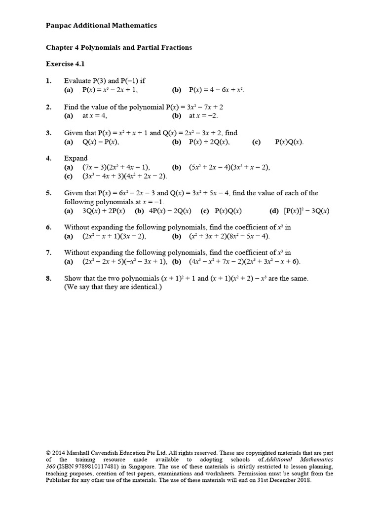 Chap 4 (Polynomials and Partial Fractions) | PDF | Factorization | Abstract Algebra