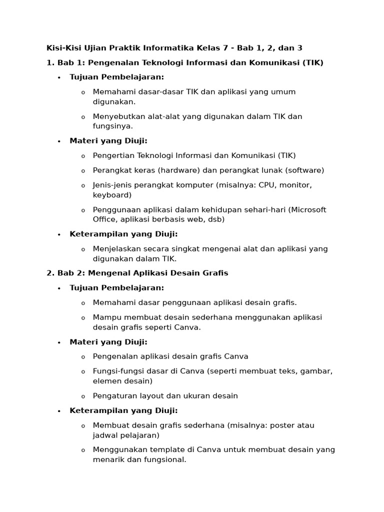 Kisi2 Informatika Kls 7 | PDF