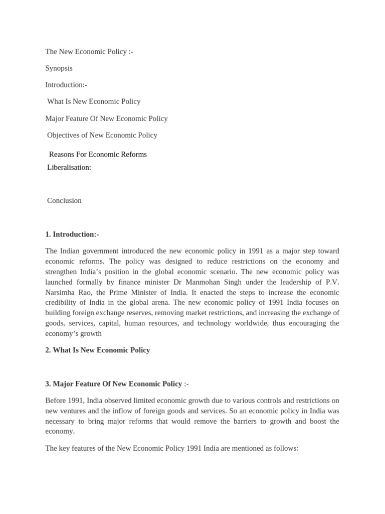 The New Economic Policy | PDF | Economic Policy | Balance Of Payments