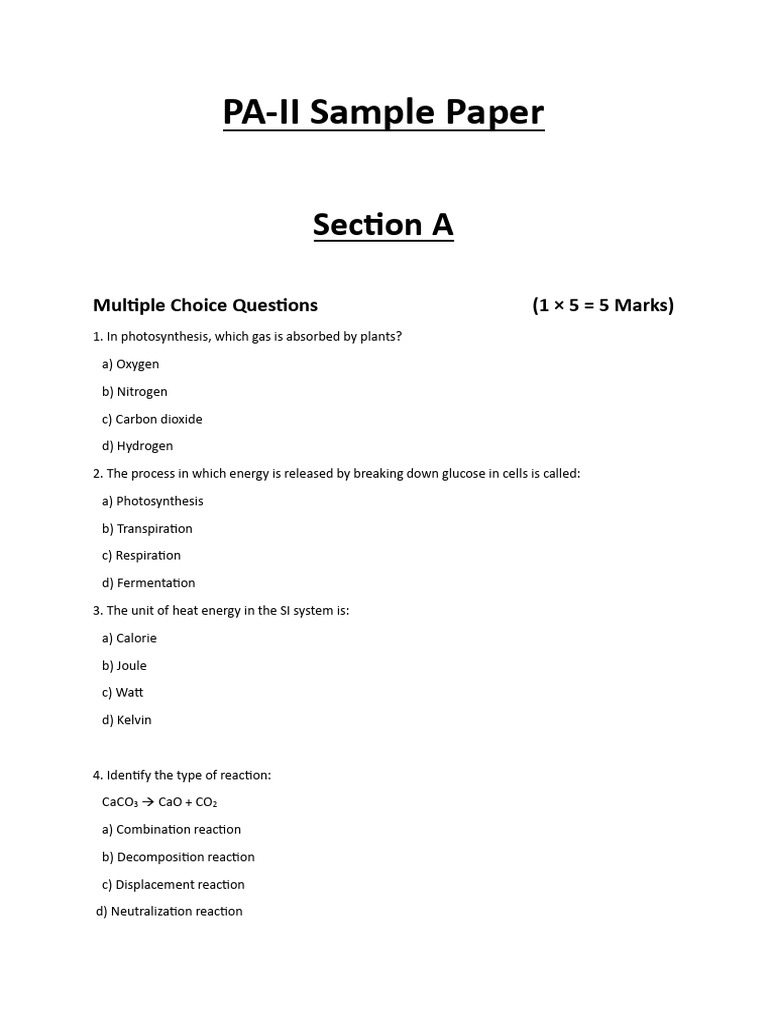 PA-II Science Sample Paper | PDF