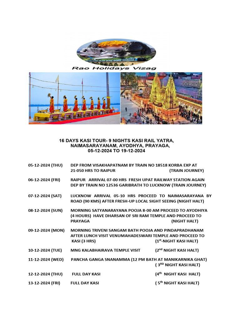 Dec-2024 9 Nights Kasi PDF | PDF | Hindu Worship