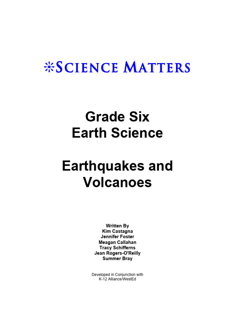 Grade Six Earth Science Earthquakes and Volcanoes: Cience Atters | PDF ...
