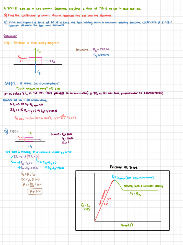 Static And Kinetic Friction Problems Tutorial Notes | PDF | Force ...