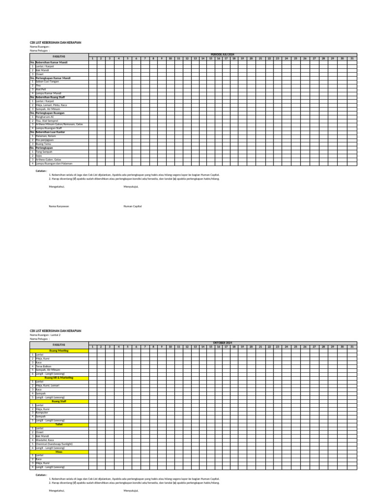 Form Cek Lis Ob-Og | PDF