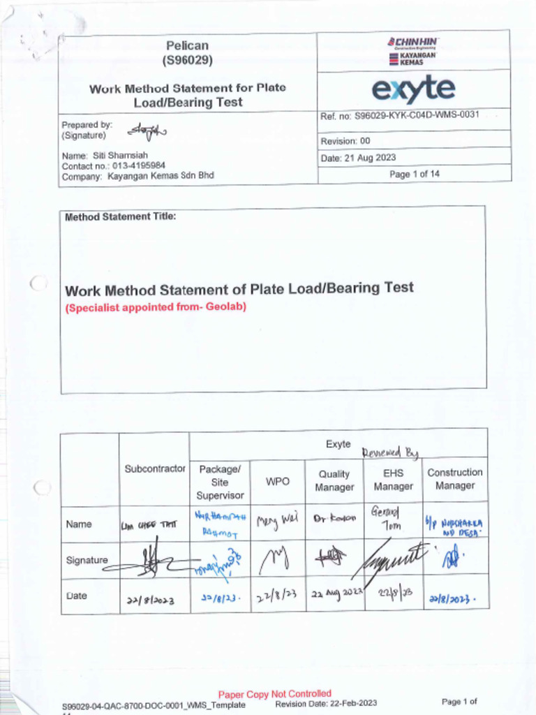 WMS-0031 - Plate Load or Bearing Test | PDF