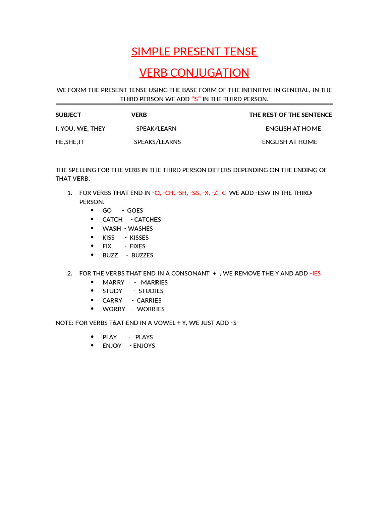 Simple Present Tense Theory | PDF