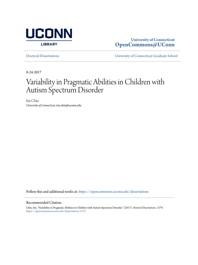 Variability in Pragmatic Abilities in Children With Autism Spectr | PDF ...