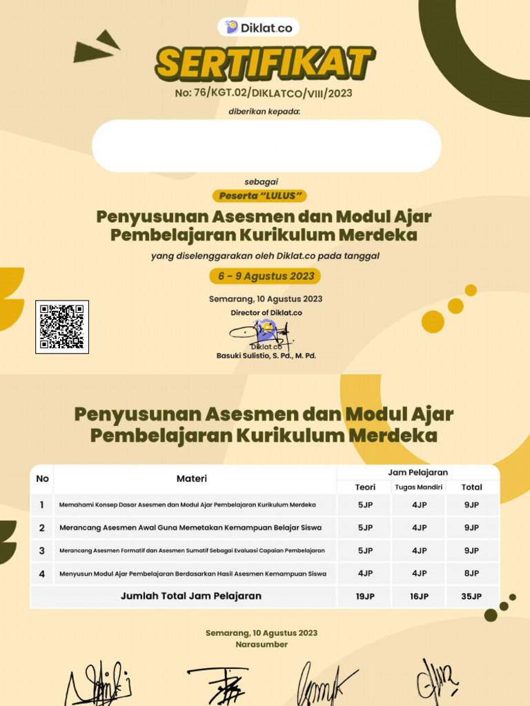 Sertifikat 6-9 Agustus 2023 - Angga Setiawan, S.PD | PDF