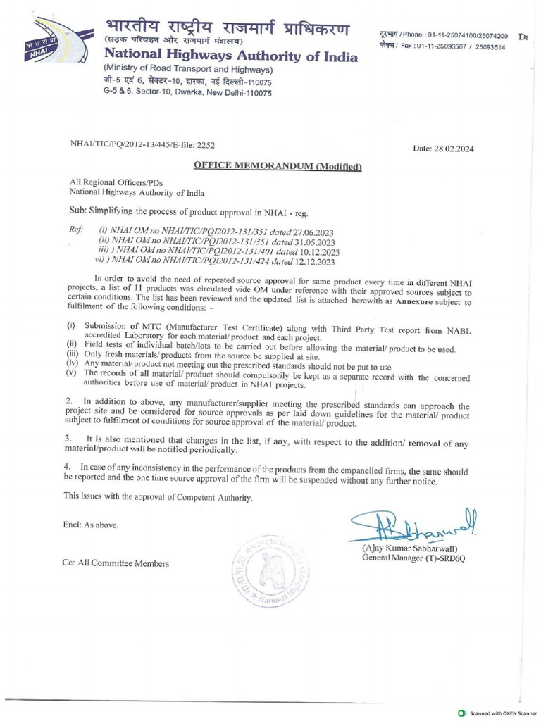 Office Memorandum Modified | PDF