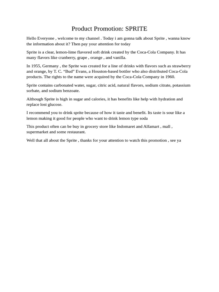 Speaking Soft Drink Pdf