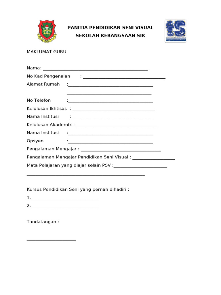 Maklumat Guru Panitia Pendidikan Seni Visual | PDF