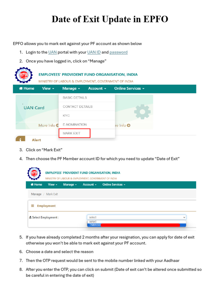 Mark Date of Exit | PDF